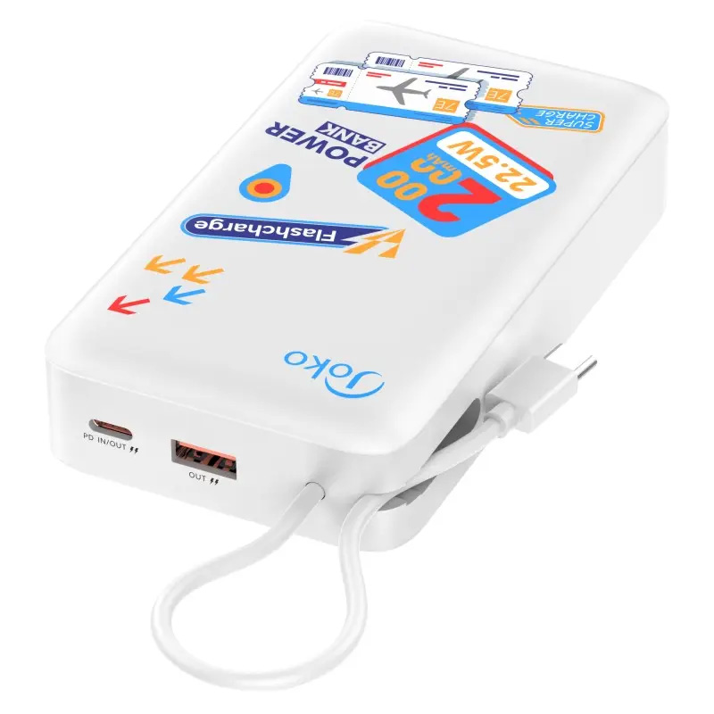 JOKOថ្មជំនួយទំហំ20000mAhមានកម្លាំងសាក់ចេញលឿននិងពេញនិយម 22.5W ម៉ូឌែល J29